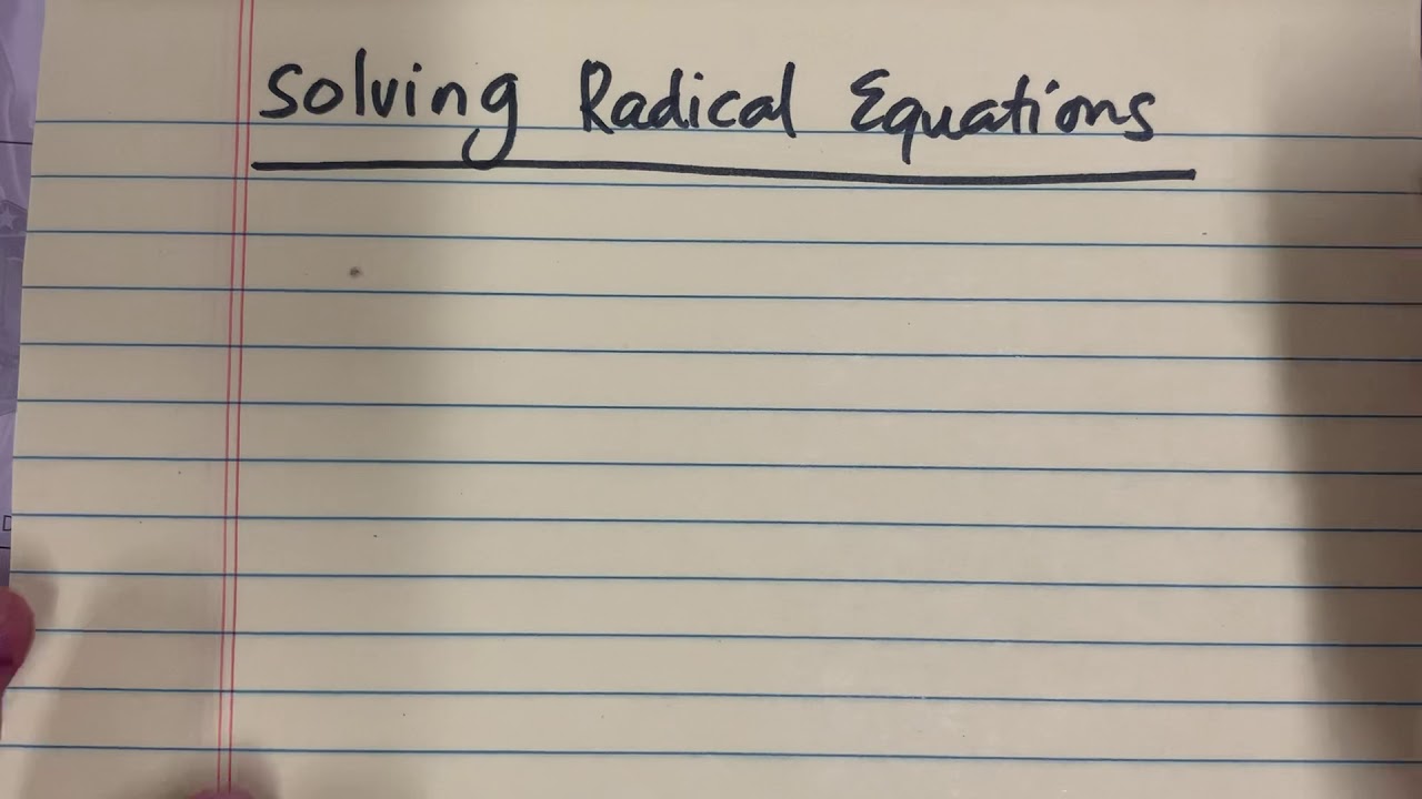 Solving Radical Equations Part 1 - YouTube
