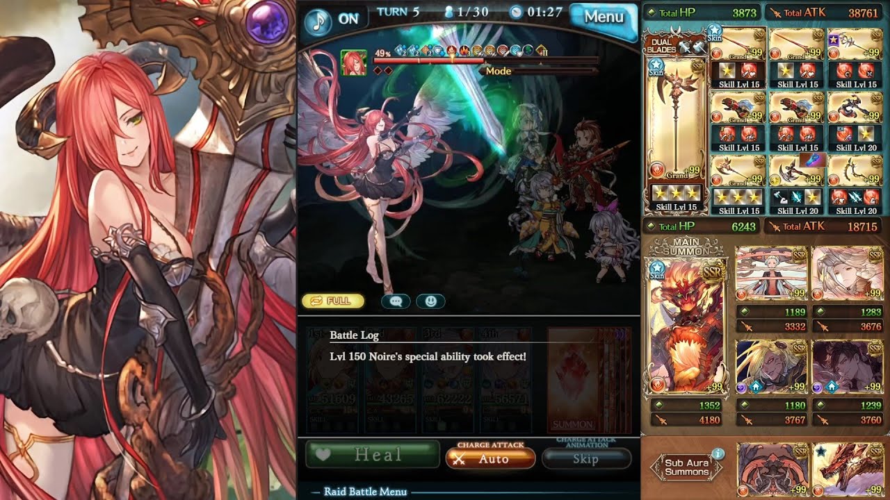 【グラブル】Noire NM150 Full-Auto Showcase 火古戦場150HELL ノワール フルオート 4分52秒 - YouTube