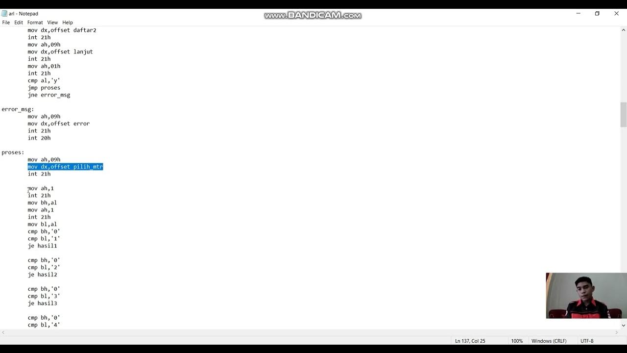 program assembly dengan menggunakan dosbox - YouTube
