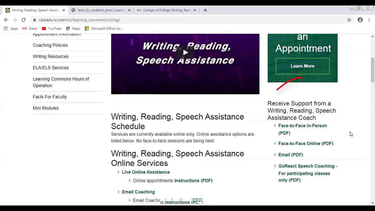 Overview of COD's Writing, Reading, Speech Assistance - YouTube