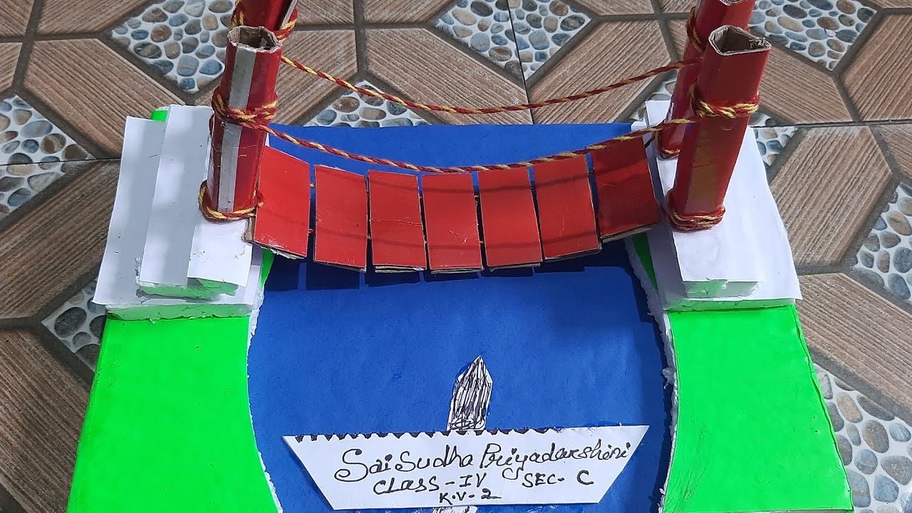 School science project // How to make a suspension bridge //saisudha ...