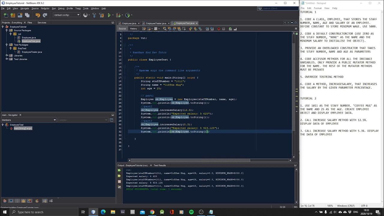 How to code Test Employee Class, JAVA PART 2 | South African - YouTube