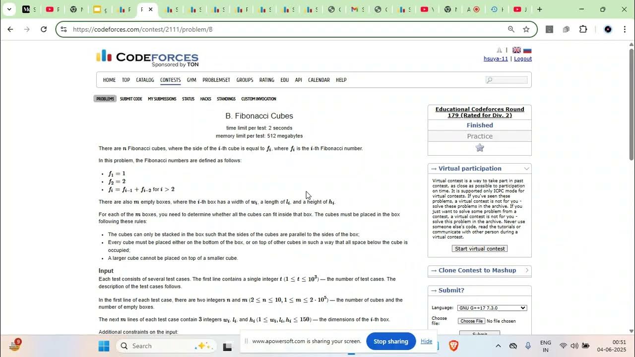 Educational Codeforces Round 179| A Energy Crystals | B Fibonacci Cubes ...