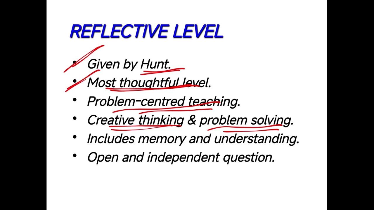 LEVELS of TEACHING; MEMORY LEVEL, UNDERSTANDING LEVEL & REFLECTIVE LEVEL - YouTube