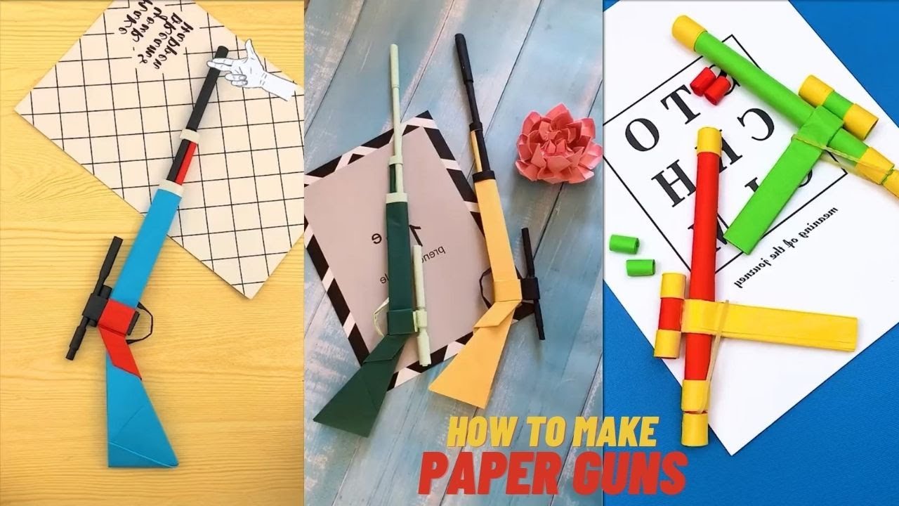 How to Make a Paper Guns. Paper Nerf Gun that Shoots - EASY TUTORİAL ...