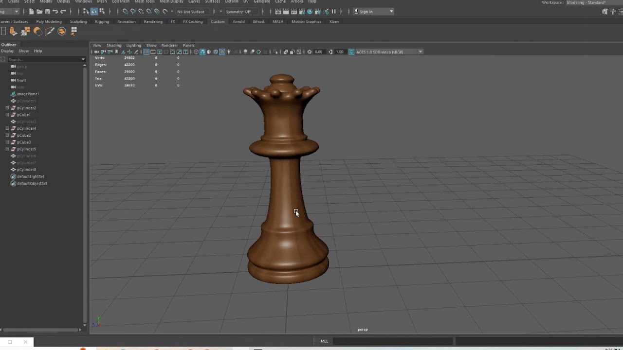 Creating a Queen Chess Piece in Maya | Time-lapse with Elegant ...