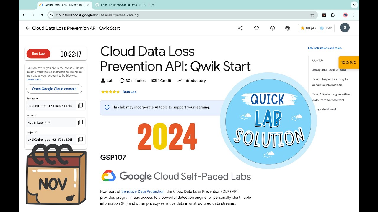 Cloud Data Loss Prevention API: Qwik Start | #qwiklabs | #GSP107 | [With Explanation🗣️] - YouTube