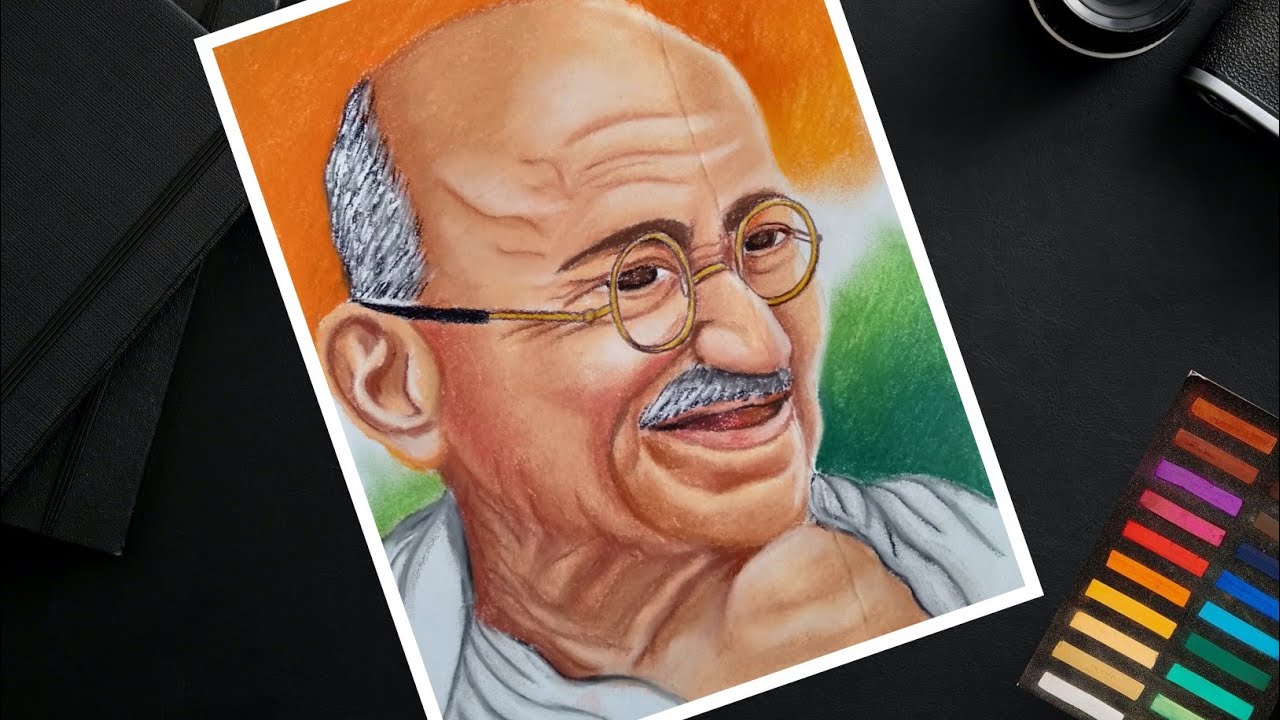 Gandhiji Drawing With Soft Pastel || Gandhi Jayanti special Drawing ...