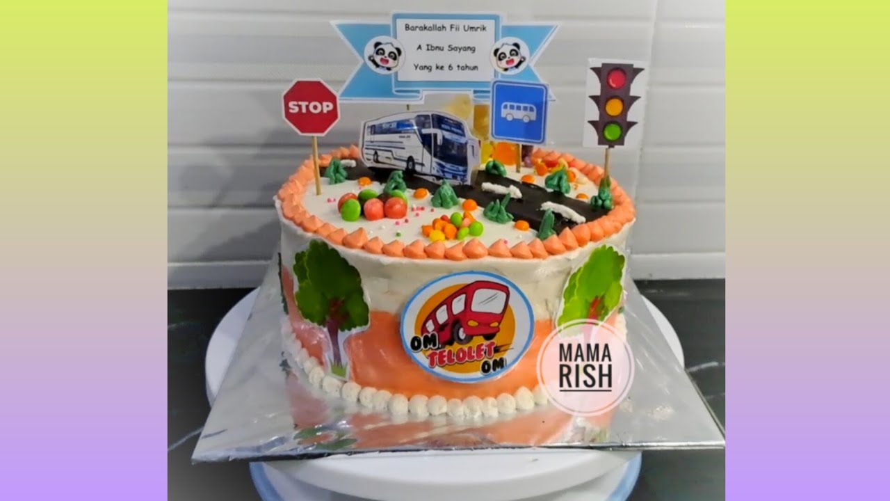 kue ulang tahun bus kids panda - menghias tanpa spuit - YouTube