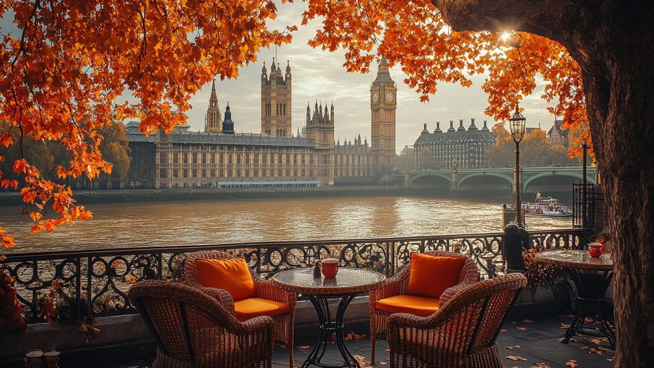 Autumn Jazz Coffee Shop Ambience | Relaxing Music in Cozy London ...