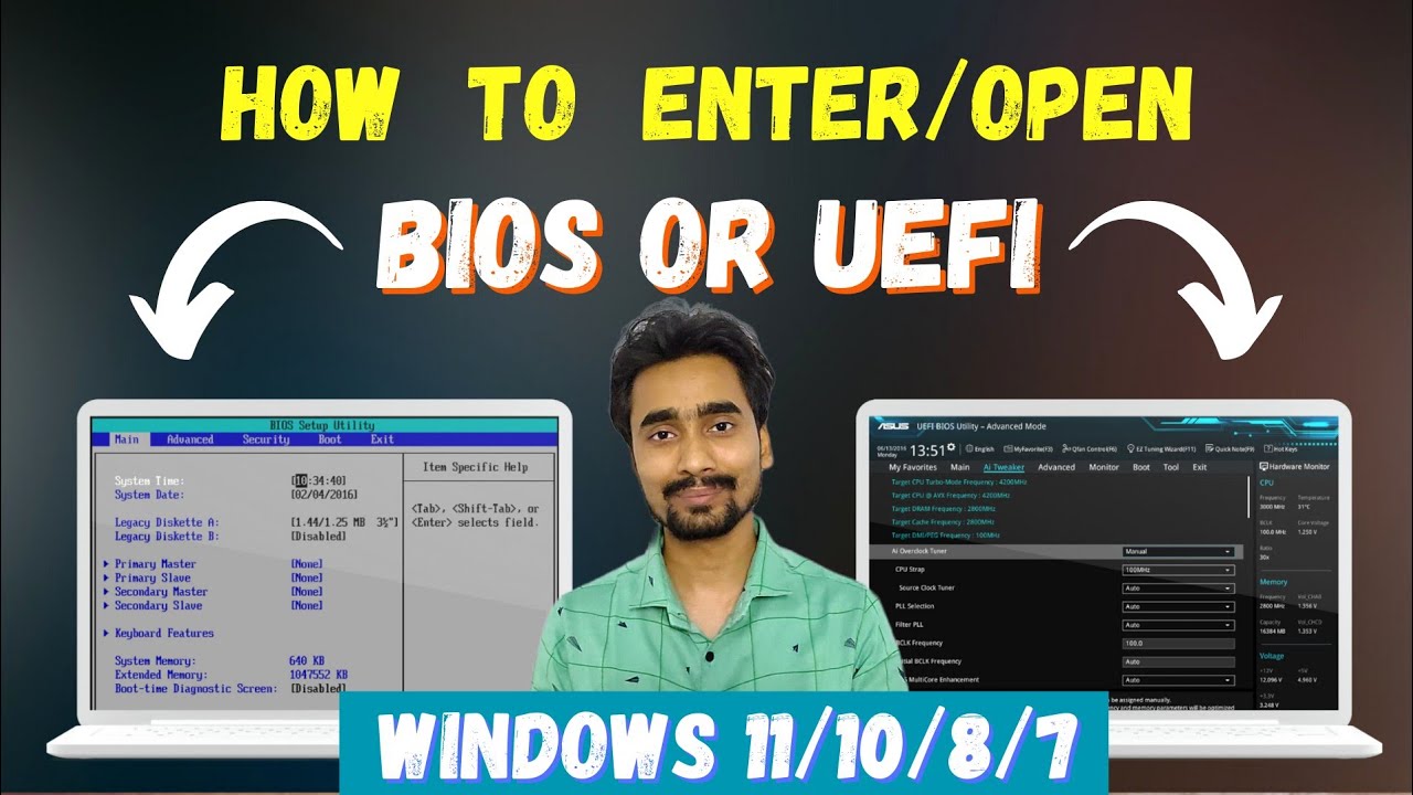 How To Enter BIOS or UEFI Settings in Windows 10/11/7/8 in any Laptops ...
