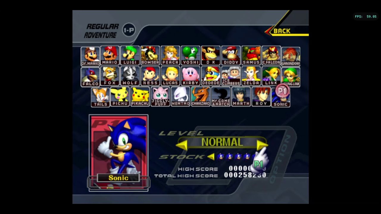 Super Smash Bros. Melee Akaneia Build Sonic Adventure Mode Gameplay ...