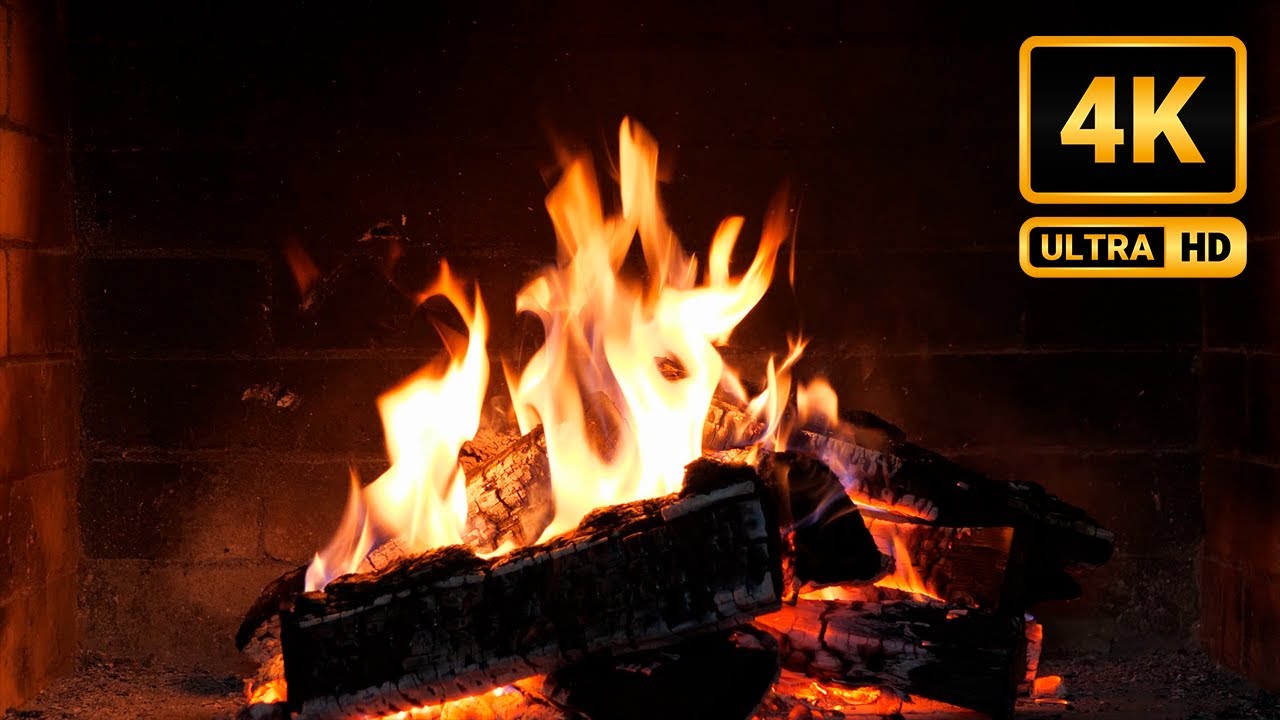 Christmas Night Fireplace 4K with Relaxing Jazz Music. Enjoy WInter ...