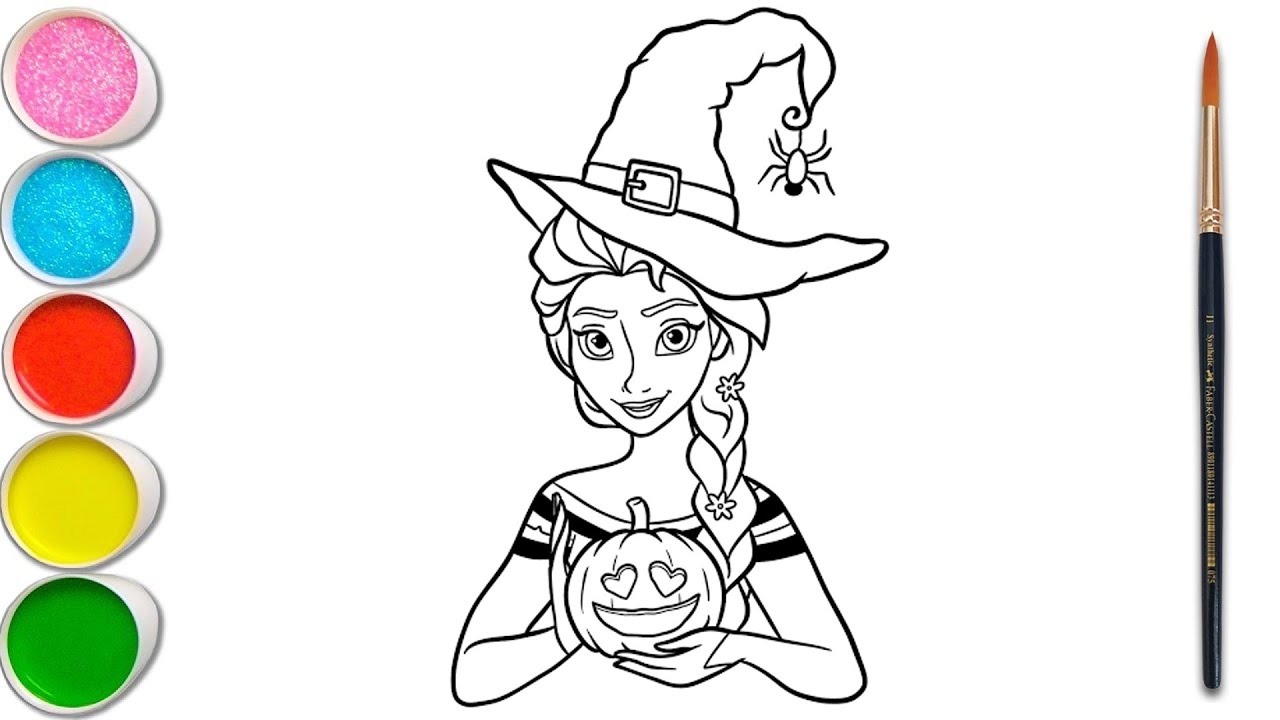 Witch Elsa From Frozen, Drawing For Kids, Painting Coloring For Kids ...
