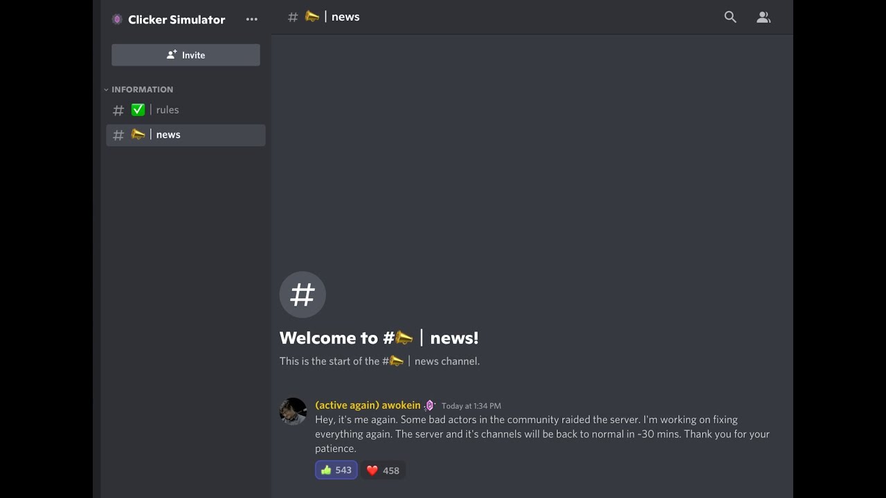 The Clicker Simulator Discord Server just got HACKED - YouTube