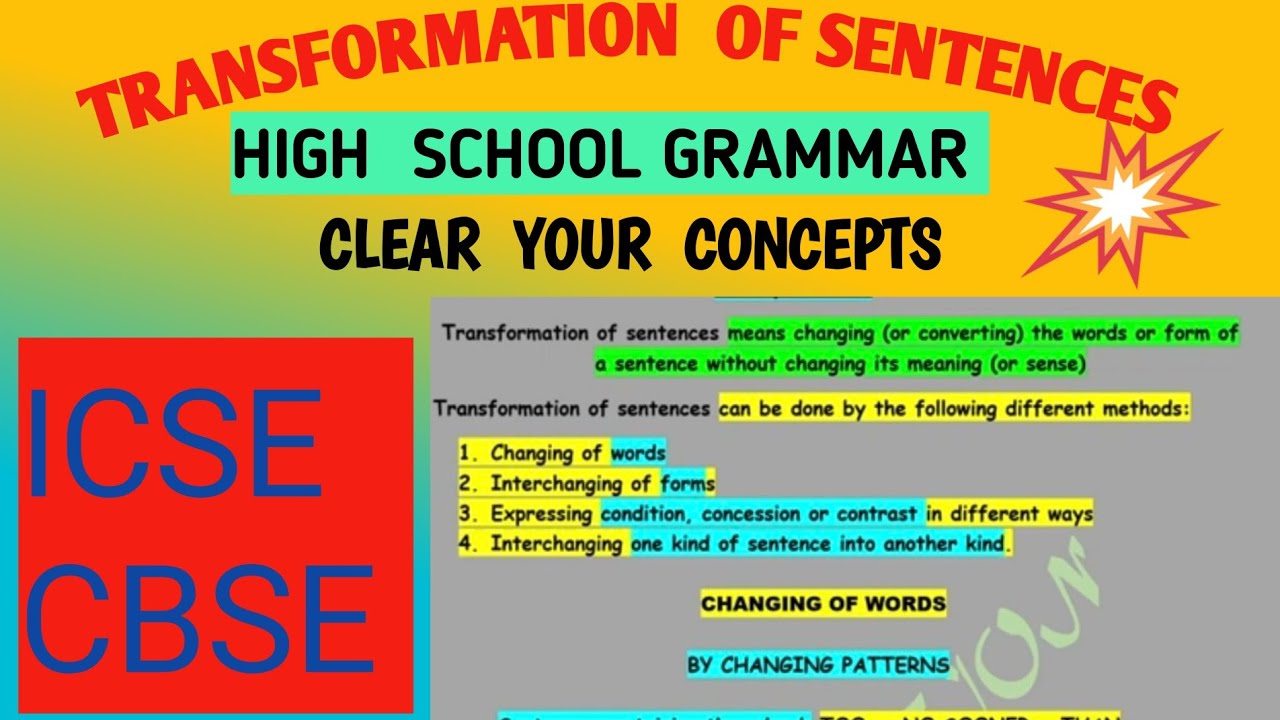 CHAPTER 9 TRANSFORMATION OF SENTENCES Total english Assignments - YouTube
