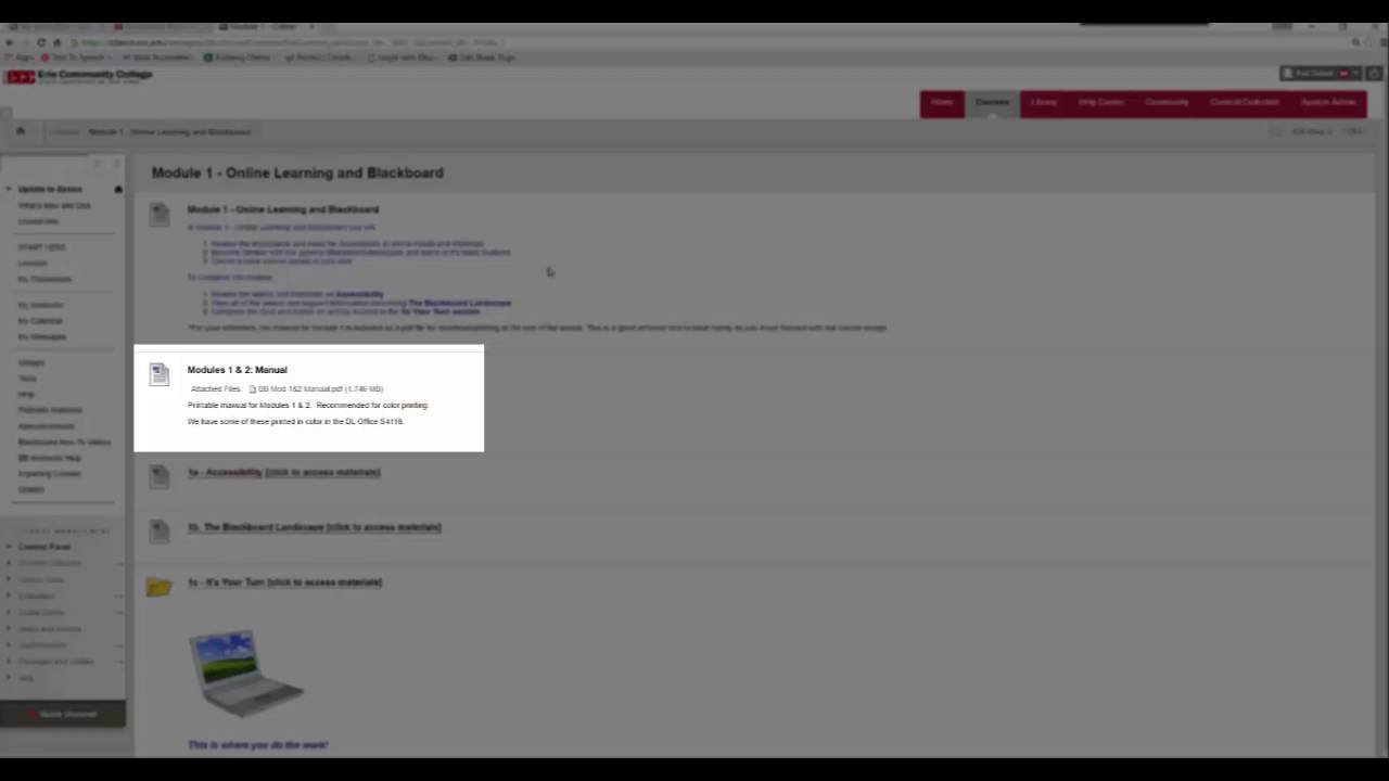 Blackboard Basics course layout - YouTube