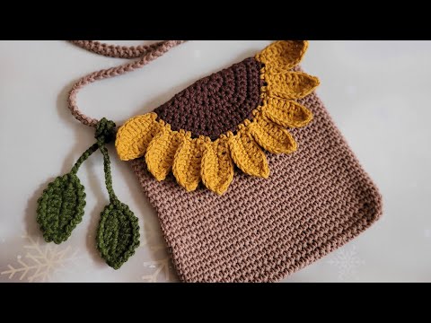Mini bag # Tığ işi çanta modeli# Kolay  ayçiçeği Çanta modeli