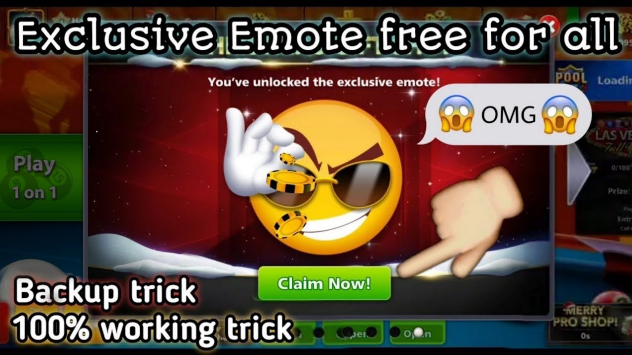 Exclusive Emote free for all | Emote backup trick | 8 ball pool Emote ...