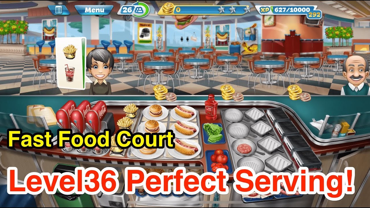 【Cooking Fever】Fast Food Court Level36 3 Stars!! - YouTube