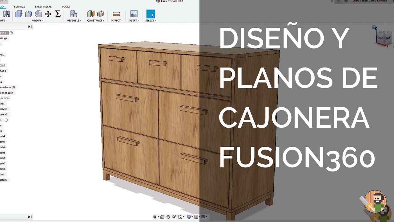 DISEÑO Y PLANOS DE MUEBLE CAJONERA EN AUTODESK FUSION 360 - YouTube