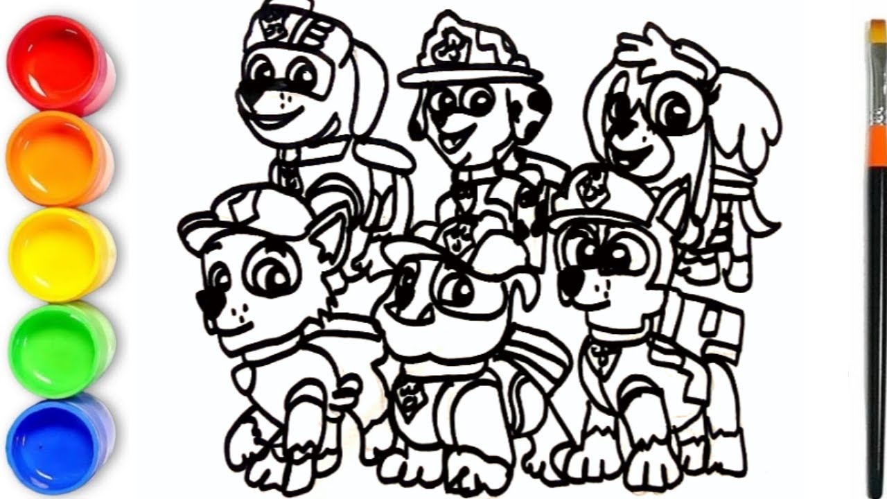Draw Paw Patrol All Characters | Paw Patrol | Drawing For Kids | Skye ...