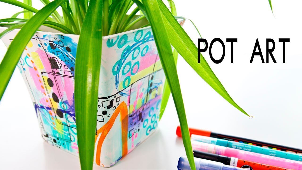 How To Paint A Plant Pot - Art Journal In 3D - YouTube