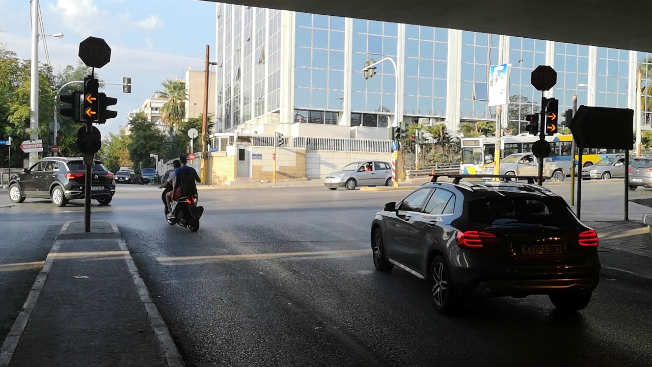 Atėnai (Athens, Greece) mirksintys šviesoforai (5). Flashing traffic ...