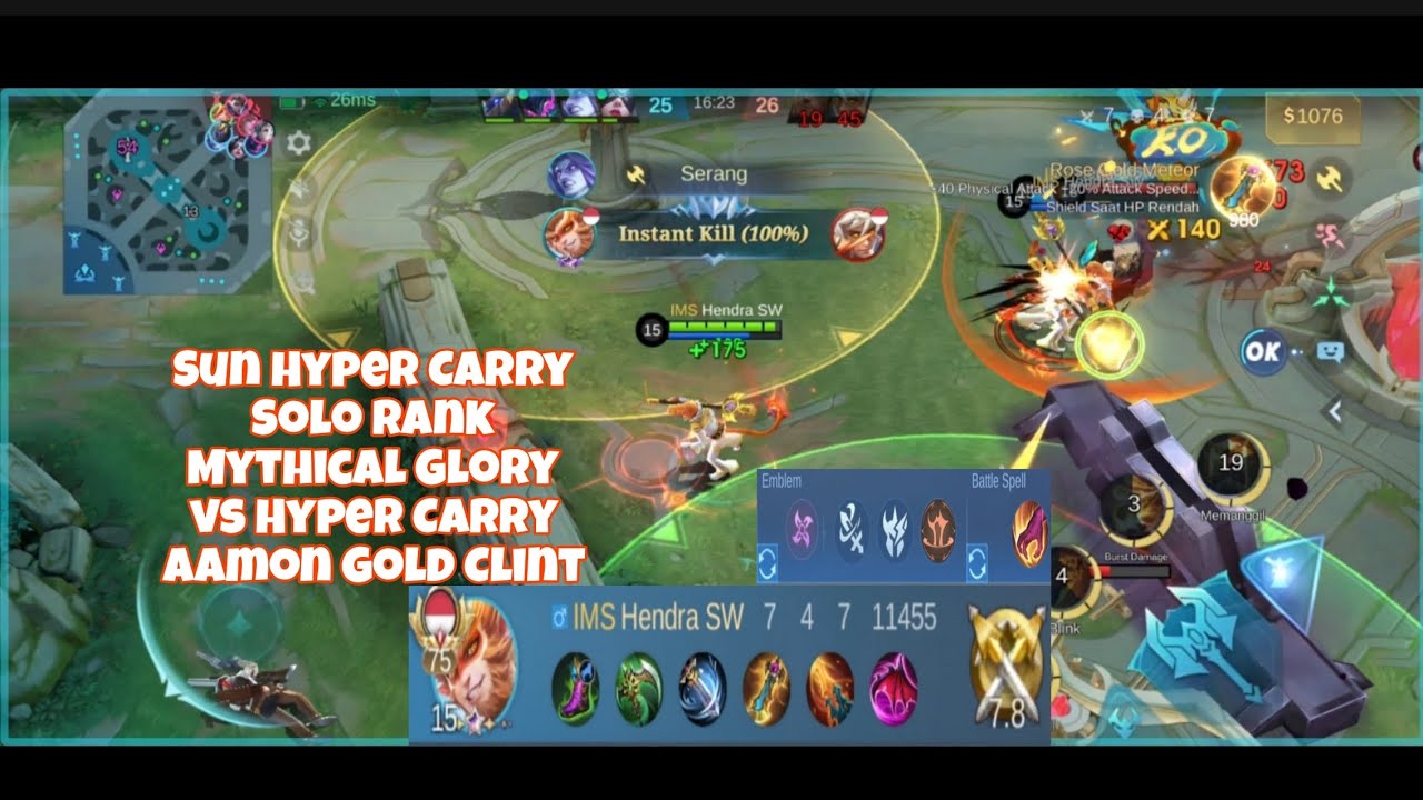 Sun Hyper Carry Solo Rank Mythical Glory vs Hyper Carry Aamon & Gold ...