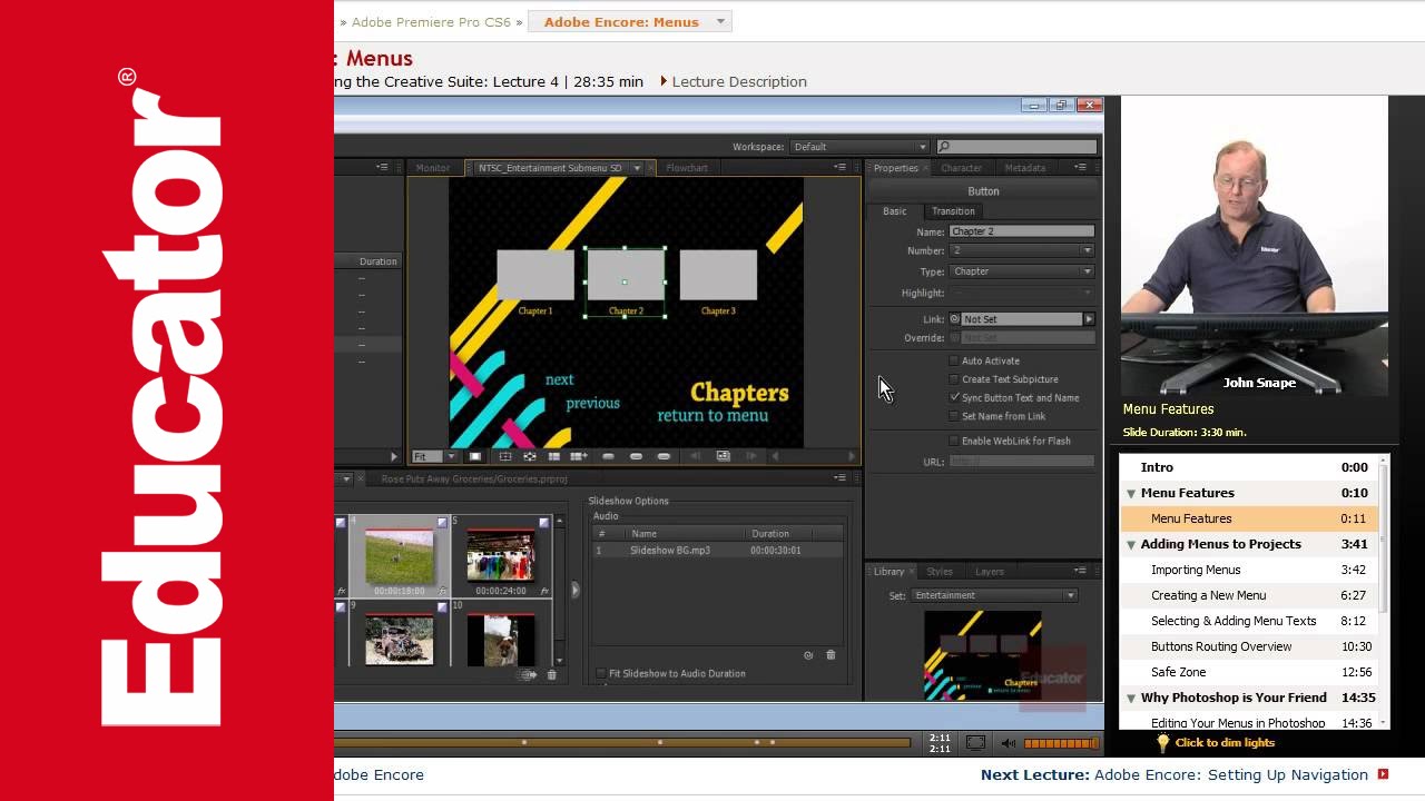 "Adobe Encore Menus" | Adobe Premiere Pro CS6 with Educator.com - YouTube