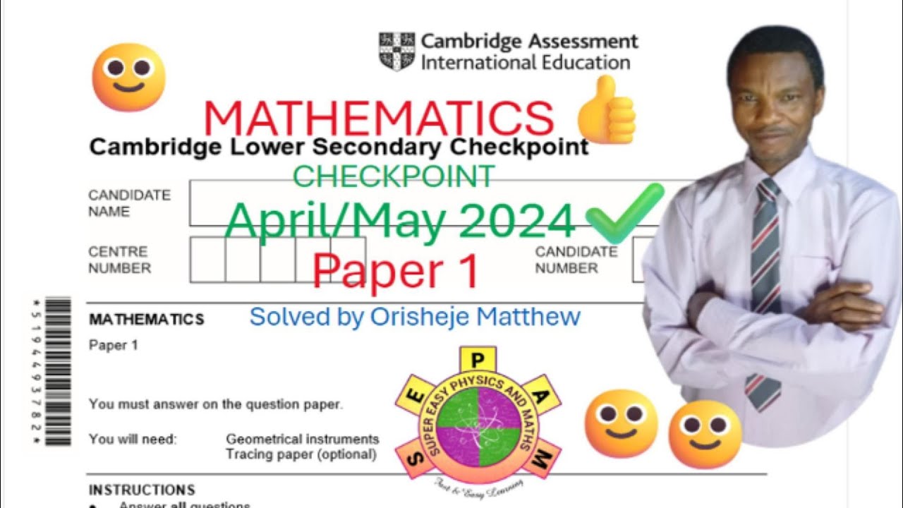 MATHEMATICS CHECKPOINT MAY/JUNE 2024 PAPER 1 _ #0862/01/AM/24 - YouTube