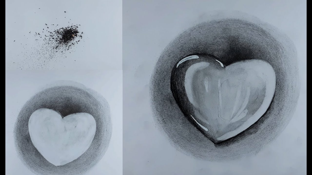 how to draw a heart shape with eraser।।unique technique - YouTube