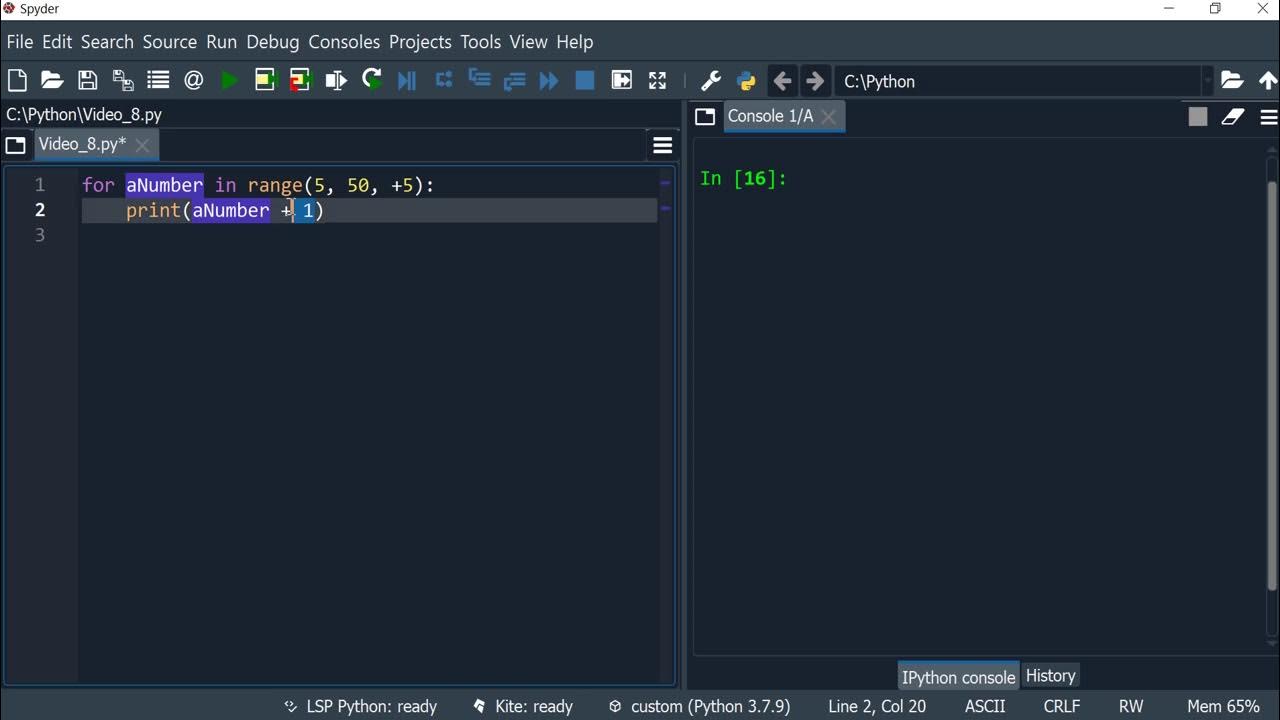 Python 8: For loops to print the numbers from 5 to 50 incrementing by 5 each round - YouTube