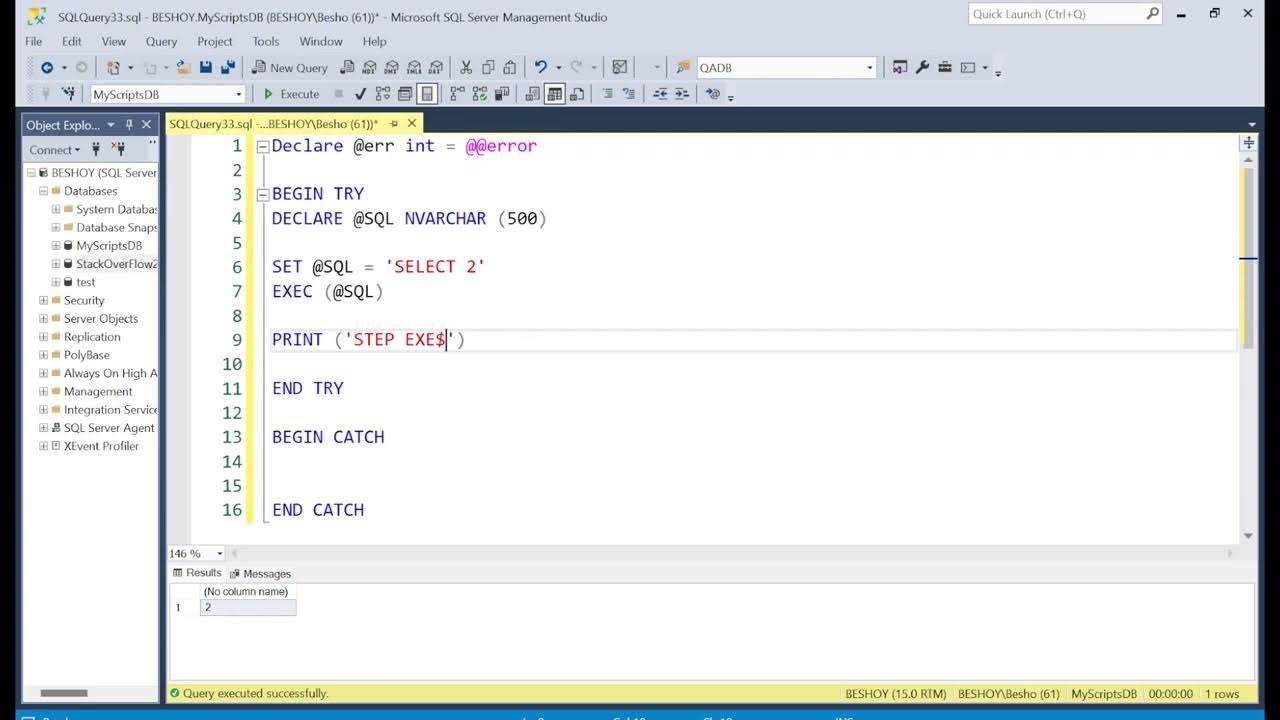 شرح بالعربي SQL Error Handling, TRY & CATCH, GOTO, Labels - YouTube