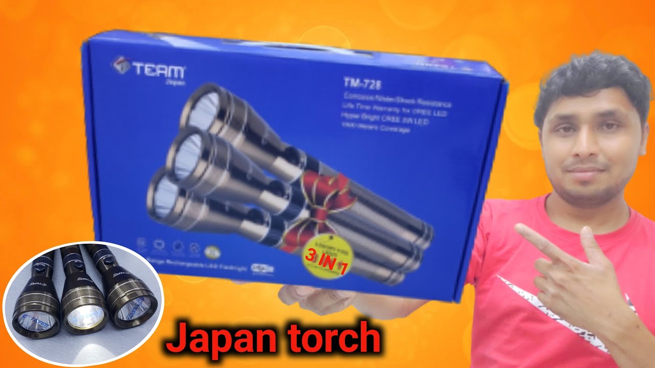 Japan 3 in 1 torch light | rechargeable torch | torch light unboxing ...