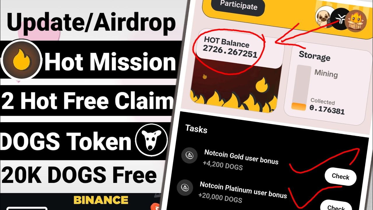 Get Free 2 HOT Token || Claim Instant || Hot Mining || Dogs Notcoin ...