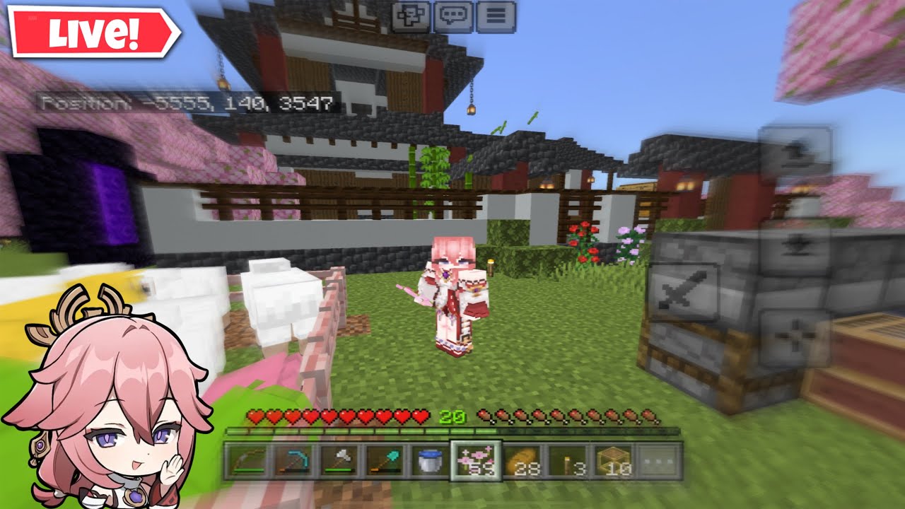 MINECRAFT REALMS #4! Japanese Sakura Biome House!! 【Minecraft Live ...