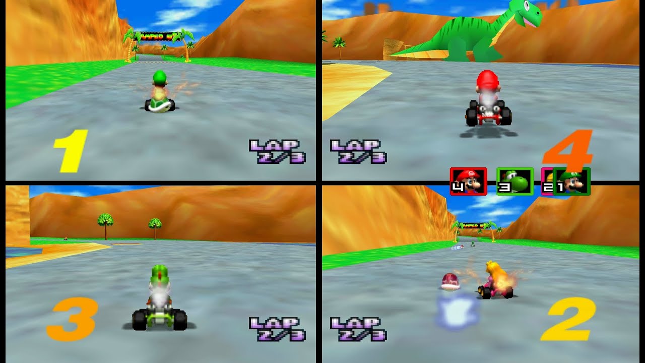 Mario Kart 64 Amped Up All Stages 4 player Netplay 60fps - YouTube