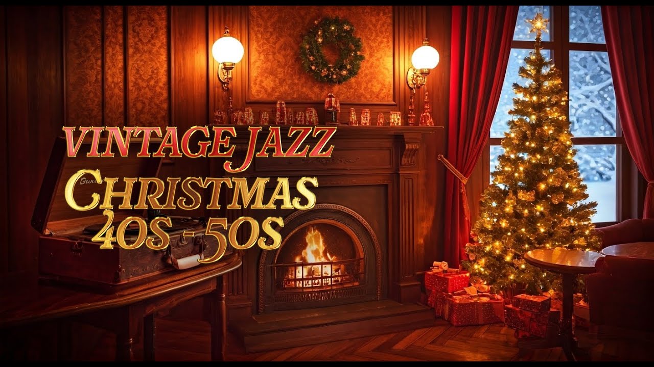 🎷 Vintage Jazz Christmas 40s 50s 🎷 Cozy Winter Fireplace & Relaxing ...