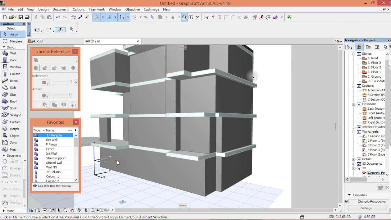 Archcad 19 from A to Z Part 3 Drawing slabs and customize wall - YouTube