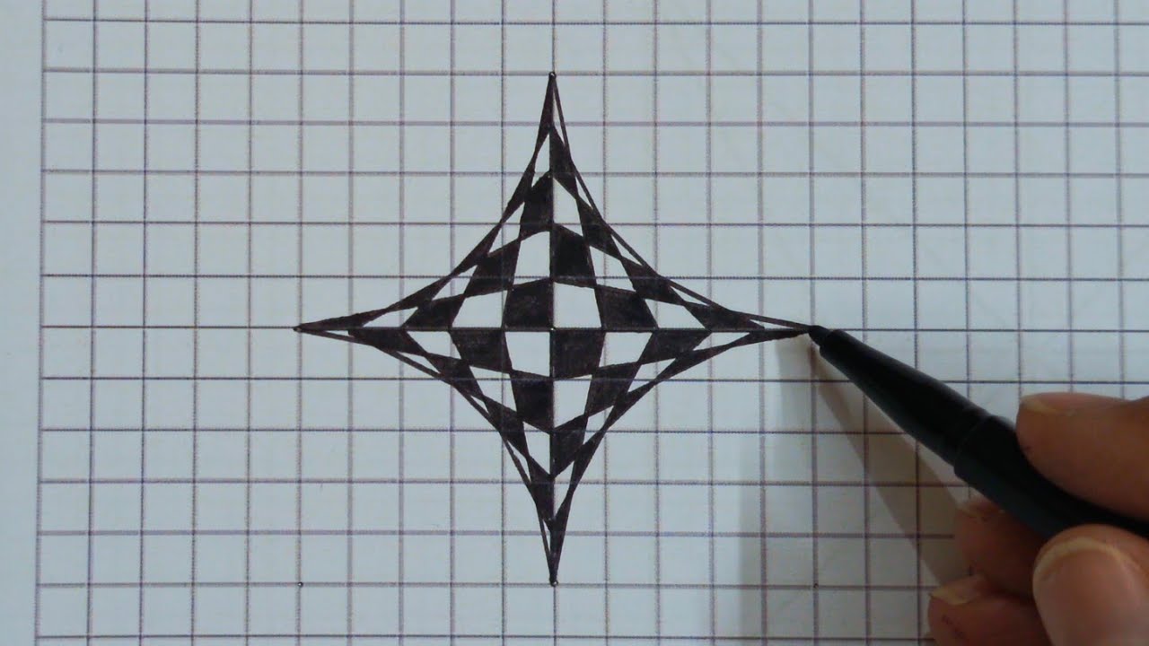 satisfying 3d art 😮😱 / Easy 3d optical illusion drawing on graph paper ...