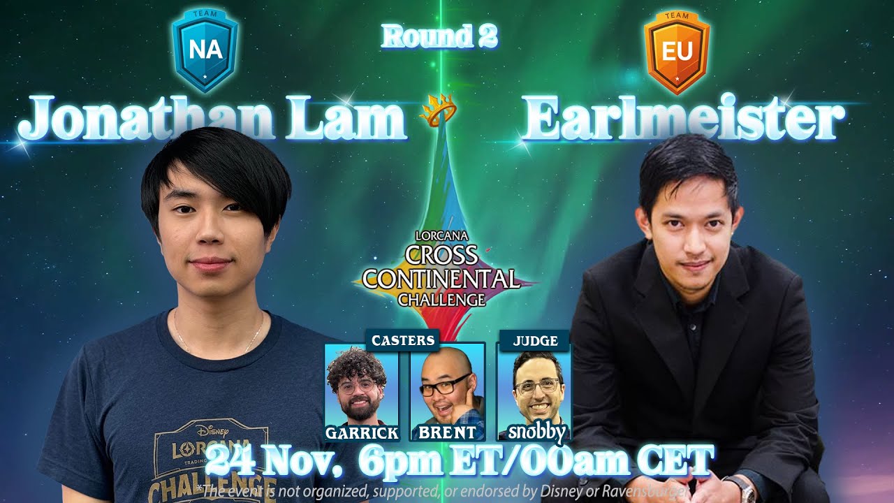 Lorcana Cross Continental Challenge Round 2 - Jonathan Lam vs Earlmeister - YouTube