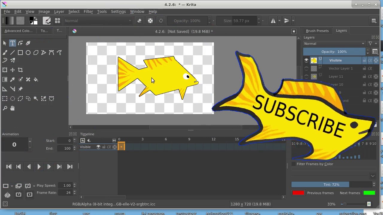 KRITA ANIMATION (making a subscribe overlay for videos) Totally Insane ...