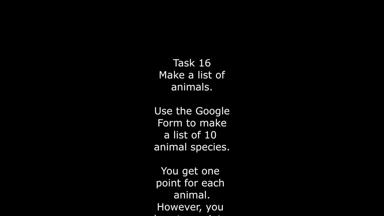 Task 16 Animal List YouTube task-16-animal-list-youtube