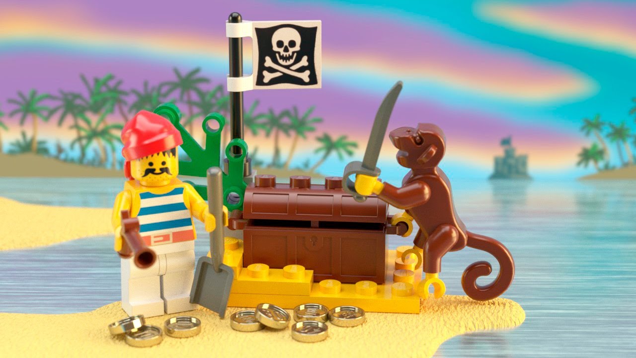 Blender animated LEGO build - 6235 Buried Treasure - YouTube