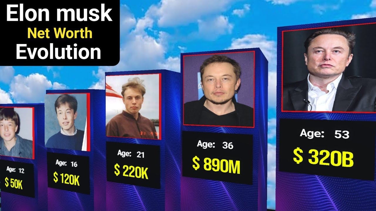 Comparison: Elon Musk Net Worth Evolution (1983 to 2024) | Elon Musk ...