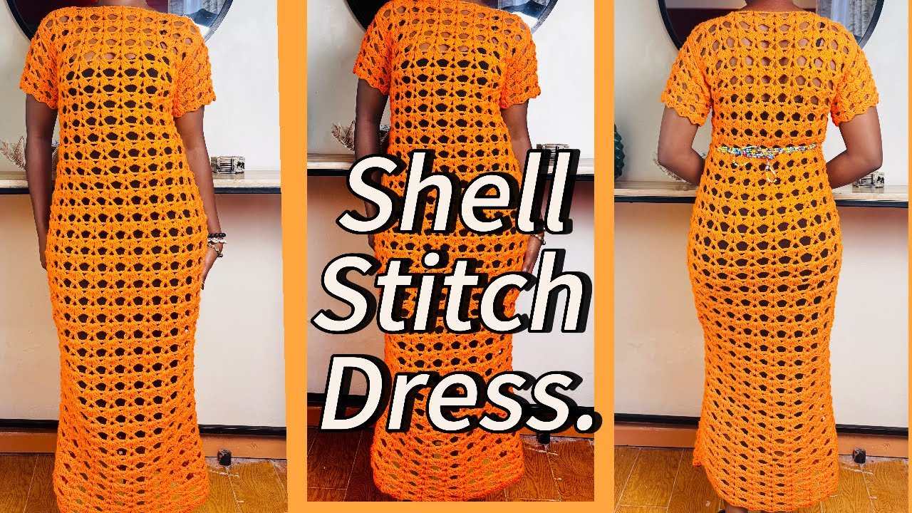 Crochet summer maxi dress tutorial |easy shell stitch pattern - YouTube