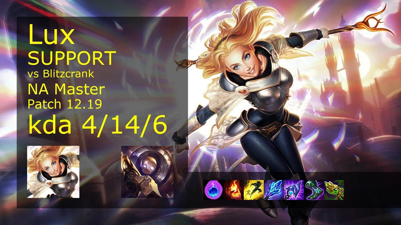 Rank 3 NA Lux Support: Lux vs Blitzcrank - YouTube