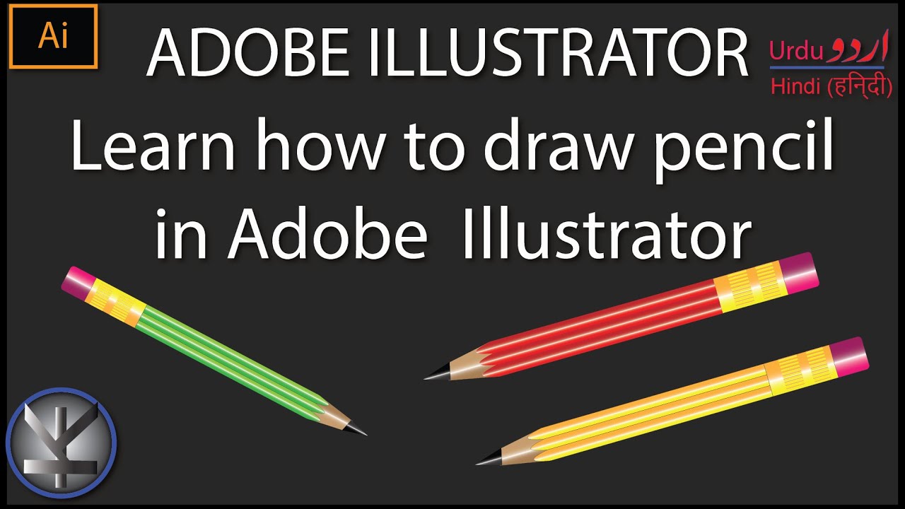 How to draw a pencil in Adobe Illustrator | Pencil design in ...