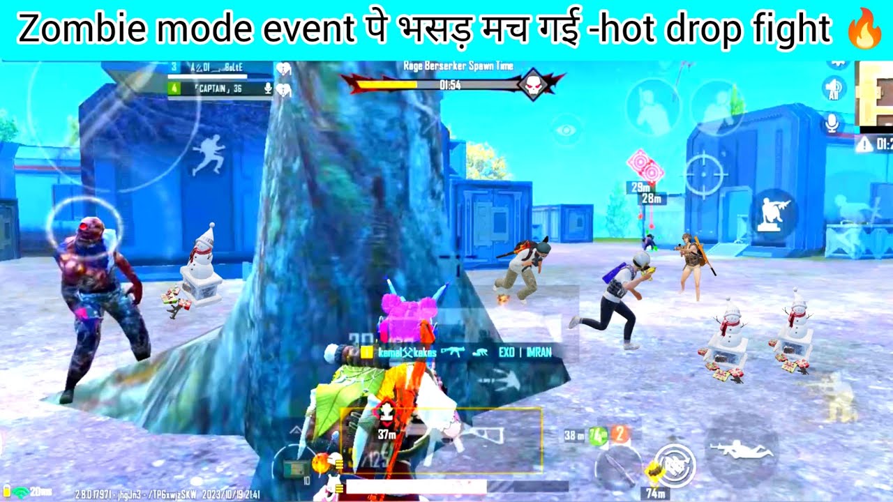 Bgmi zombie mode hot drop fight 🔥 | hot drop intense fight | kamal ...